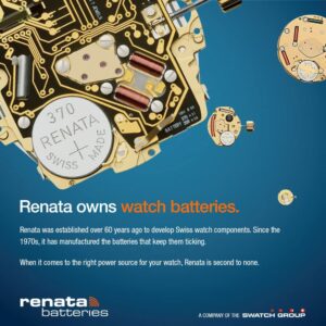 Renata 371 SR920SW Batteries - 1.55V Silver Oxide 371 Watch Battery (10 Count)