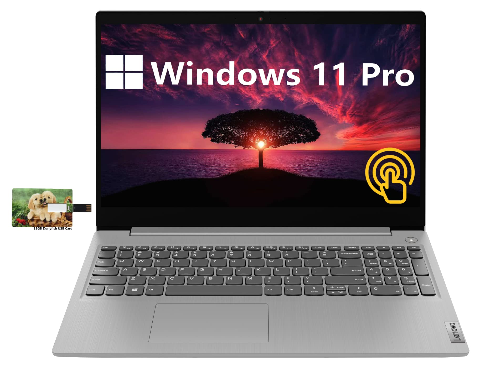 New Lenovo IdeaPad 3 Business Laptop, 15.6" HD Touchscreen Display, Intel Core i3-1115G4, Windows 11 Pro, 20GB RAM, 512GB SSD, 32GB Durlyfish USB Card