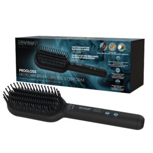 revamp progloss deepform ceramic straightener brush – ionic anti-frizz straightening brush – ceramic infused with progloss oils for frizz-free shine – auto-off & 9’ swivel cord