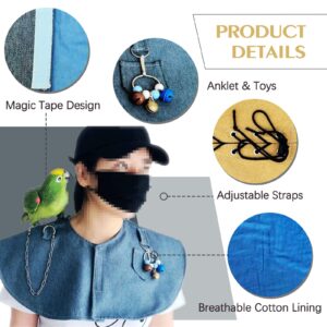 Bonaweite Pet Bird Shoulder Poop Protector, Anti-Bite Shoulder Pad Diaper Shawl for Parrot, Protective Anti-Scratch Arm Guard for Macaw African Budgies Parakeet Agapornis Fischeri Cockatiel Lovebird