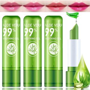 4 pack aloe vera lipstick,long wear nourishing lip stick,waterproof moisturizing color changing lip balm lipstick,lip gloss,magic temp color change matte lip gloss makeup