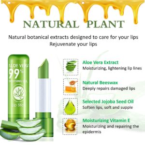 4 Pack Aloe Vera Lipstick,Long Wear Nourishing Lip stick,Waterproof Moisturizing Color Changing Lip Balm Lipstick,Lip Gloss,Magic Temp Color Change Matte Lip Gloss Makeup