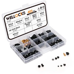 wellocks computer standoffs screws 405 pcs black pc screws accessories kit for hdd hard drive case fan power card graphics chassis cd-rom motherboard for replacement diy installation(d280)