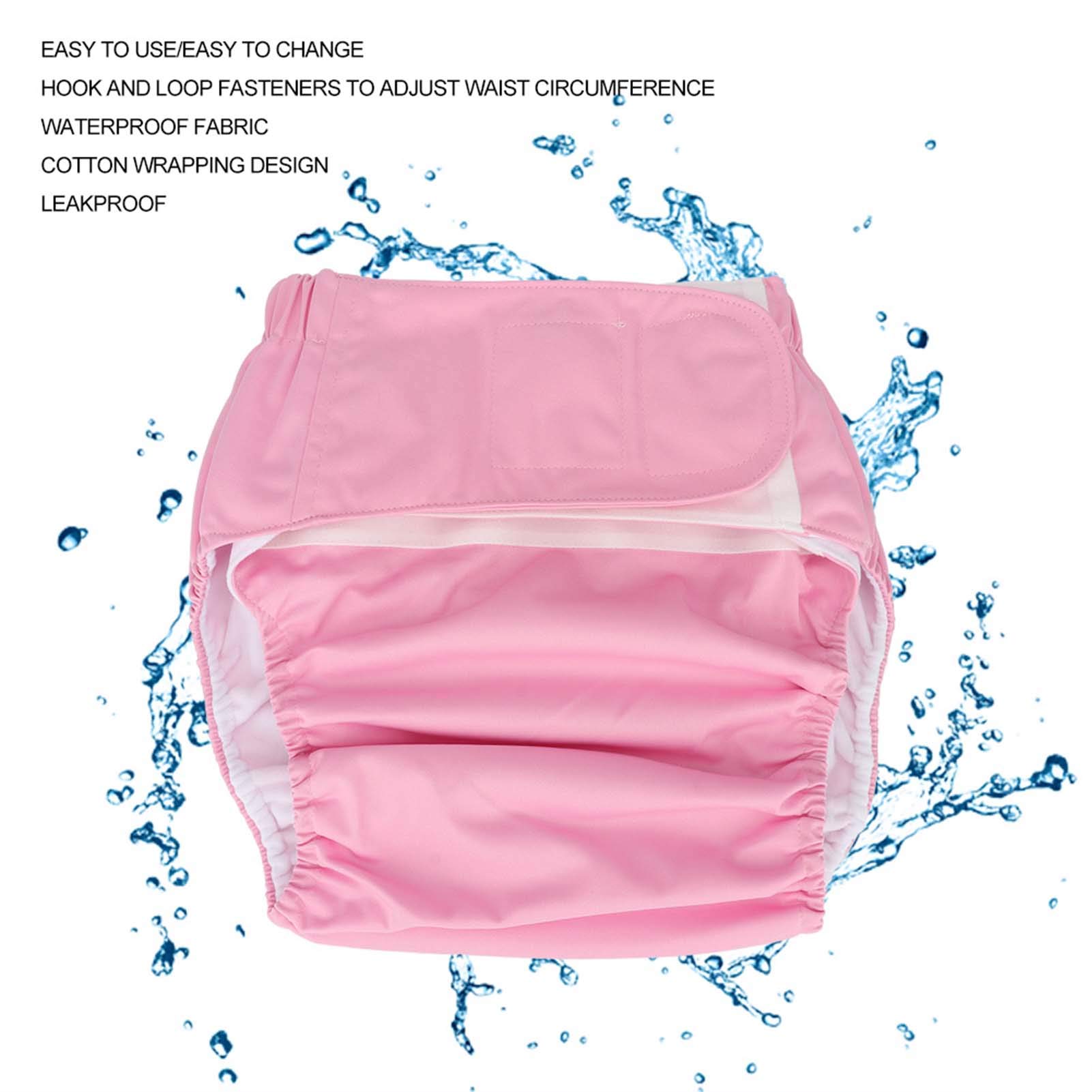 AYNEFY Diaper, Waterproof Washable Reusable Adult Elderly Cloth Diapers Pocket Nappies for Bedridden Patients, Middle-Aged and Elderly People, People with Reduced Mobility(Pink)