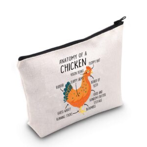 pofull chicken lovers gift country farm women girl anatomy of a chicken cosmetic bag poultry lover gift (anatomy of a chicken bag)