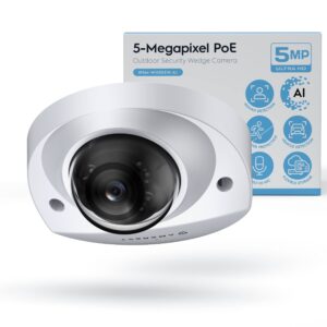 amcrest 5-megapixel wedge ip poe ai camera, security ip camera outdoor, built-in microphone, human & vehicle detection, perimeter protection, 98ft night vision, 130° fov, 5mp@20fps ip5m-w1150ew-ai