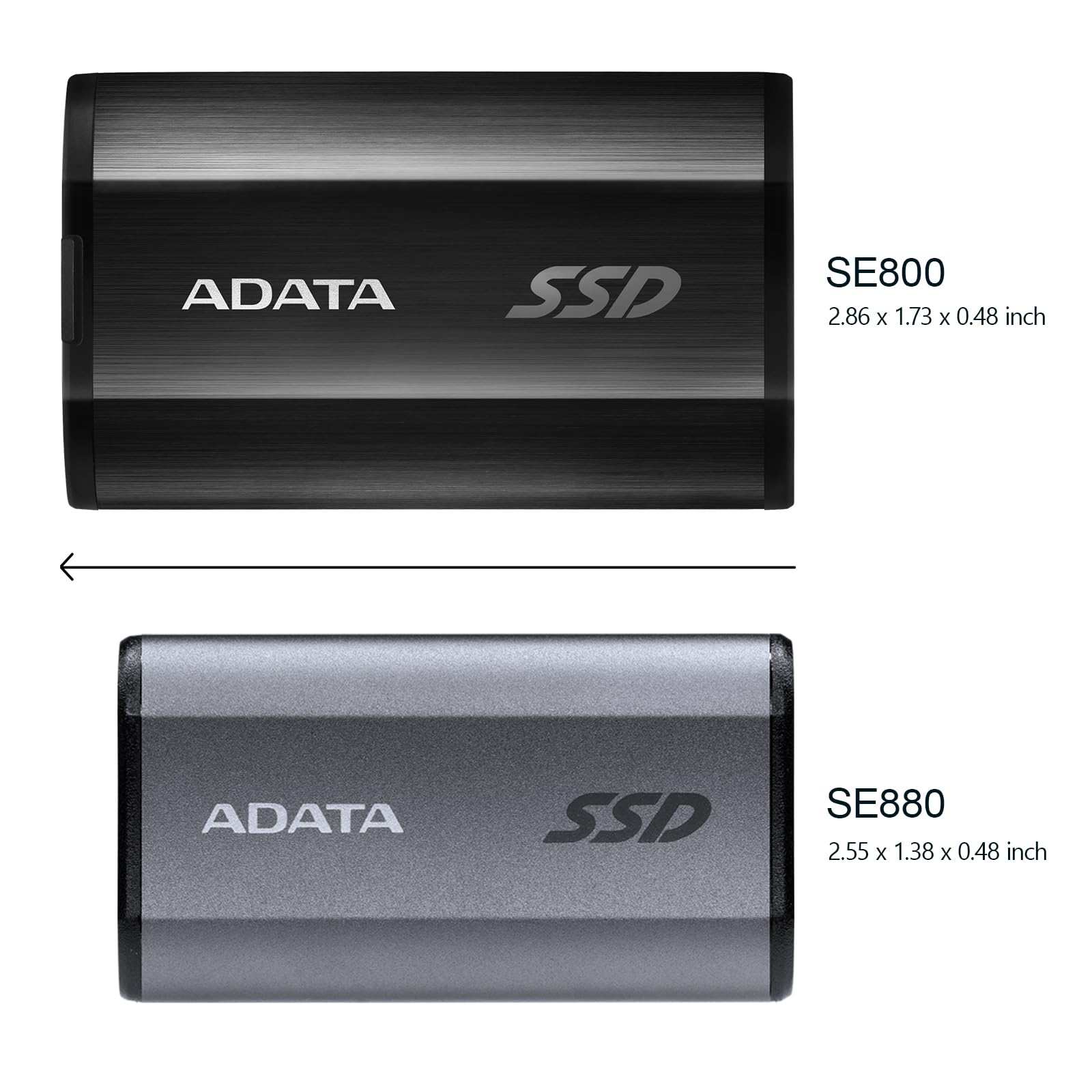 ADATA SE880 1TB - Up to 2000 MB/s- SuperSpeed USB 3.2 Gen 2x2 USB-C External Portable SSD Titanium (AELI-SE880-1TCGY)