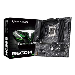 maxsun terminator b660 lga 1700(intel 12th gen) matx motherboard (pcie 4.0, ddr4,3xm.2 slots, 2.5gb lan, dp, 2 x hdmi, vga, rear usb 3.2 gen 1, front usb 3.2 gen 2 type-c)