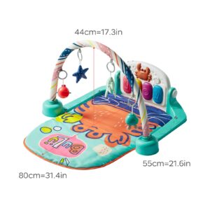 bc babycare Baby Tummy Time Mat with Music Activity Play Gym Mat Kick and Play Piano for Newborn Toddler Boys Girl 0 3 6 9 12 Months