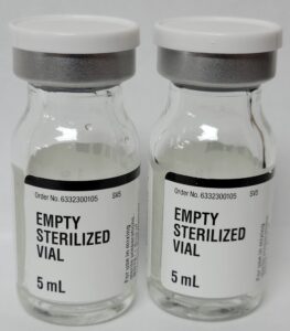 (2 pack) sterile empty vials 5ml with white cap, 5 ml(empty vial with 1 drop of pyrogen-free water)