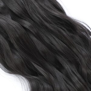 4PCS Clip in Hair Extensions 20Inch Black Hair Extensions Long Wavy Hair Extensions Clip ins Synthetic Thick Hair Piece for Women(Black)