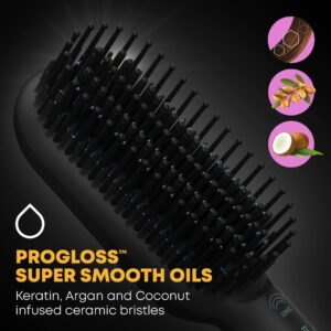 Revamp Progloss Deepform Ceramic Straightener Brush – Ionic Anti-Frizz Straightening Brush – Ceramic Infused with Progloss Oils for Frizz-Free Shine – Auto-Off & 9’ Swivel Cord