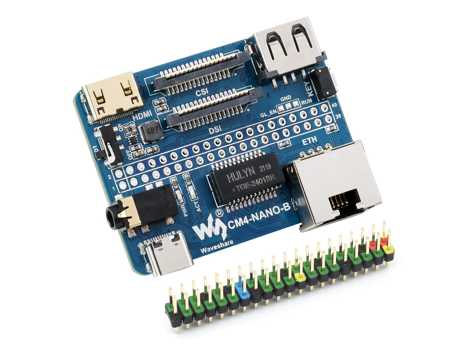 Nano Base Board (B) for Raspberry Pi Compute Module 4, Same Size as CM4, with Standard CM4 Socket, Raspberry Pi 40PIN GPIO, Gigabit Ethernet, USB2.0, DSI, CSI, HDMI, 3.5mm Audio Jack etc.