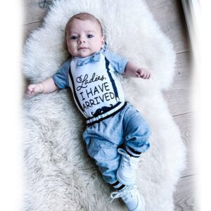 HINTINA Preemie Premature Baby Boys Spring Summer Clothes Ladies I Have Arrived Hoodie Bodysuit Pants Outfits Set Premie Gray