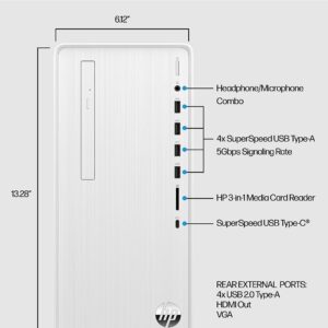 HP Pavilion Desktop PC, 12th Gen Intel Core i7-12700, 12 GB SDRAM, 512 GB SSD, Windows 11 Home, Wi-Fi 6 & Bluetooth, 9 USB Ports, Wired Keyboard & Mouse Combo, Pre-Built PC Tower (TP01-3070, 2022)