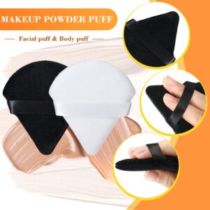 Nuenen 100 Pieces Powder Puff Triangle Powder Puff Face Soft Makeup Puff for Loose Powder, Wedge Shape Velour Cosmetic Sponge for Contouring, Under Eyes and Corners, Beauty Makeup Tools, White, Black