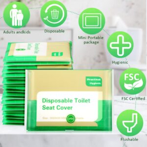 200 Pack Toilet Seat Cover Disposable, Flushable Paper Travel Toilet Seat Cover Portable for Adult and Kids' Potty Training, School, Airplane, Road Trips, Camping and in Public Restrooms