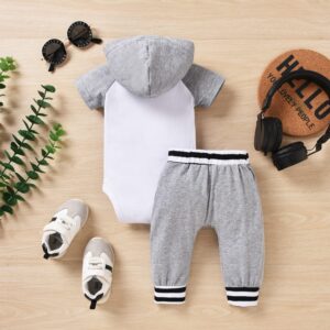 HINTINA Preemie Premature Baby Boys Spring Summer Clothes Ladies I Have Arrived Hoodie Bodysuit Pants Outfits Set Premie Gray