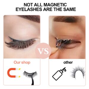 Magnetic Eyelashes Kit, False Eyelashes Natural Look, Magnetic Eyelashes with Eyeliner, 2 Magnetic Eyeliners & Tweezers