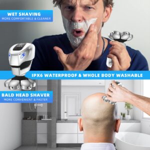 5 in 1 Head Shaver, Upgrade Electric Razor for Men, Cordless Rotary Shavers for Men, Rechargeable 7D Floating Beard Trimmer, LED Display, Wet & Dry USB Waterproof, with Men's Grooming Kit…