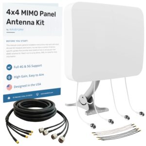 waveform quadpro 4x4 mimo panel antenna kit | external antenna for 4g/5g routers & gateways | for t-mobile home internet, verizon, at&t (complete kit w/ 30' cable (legacy kit))