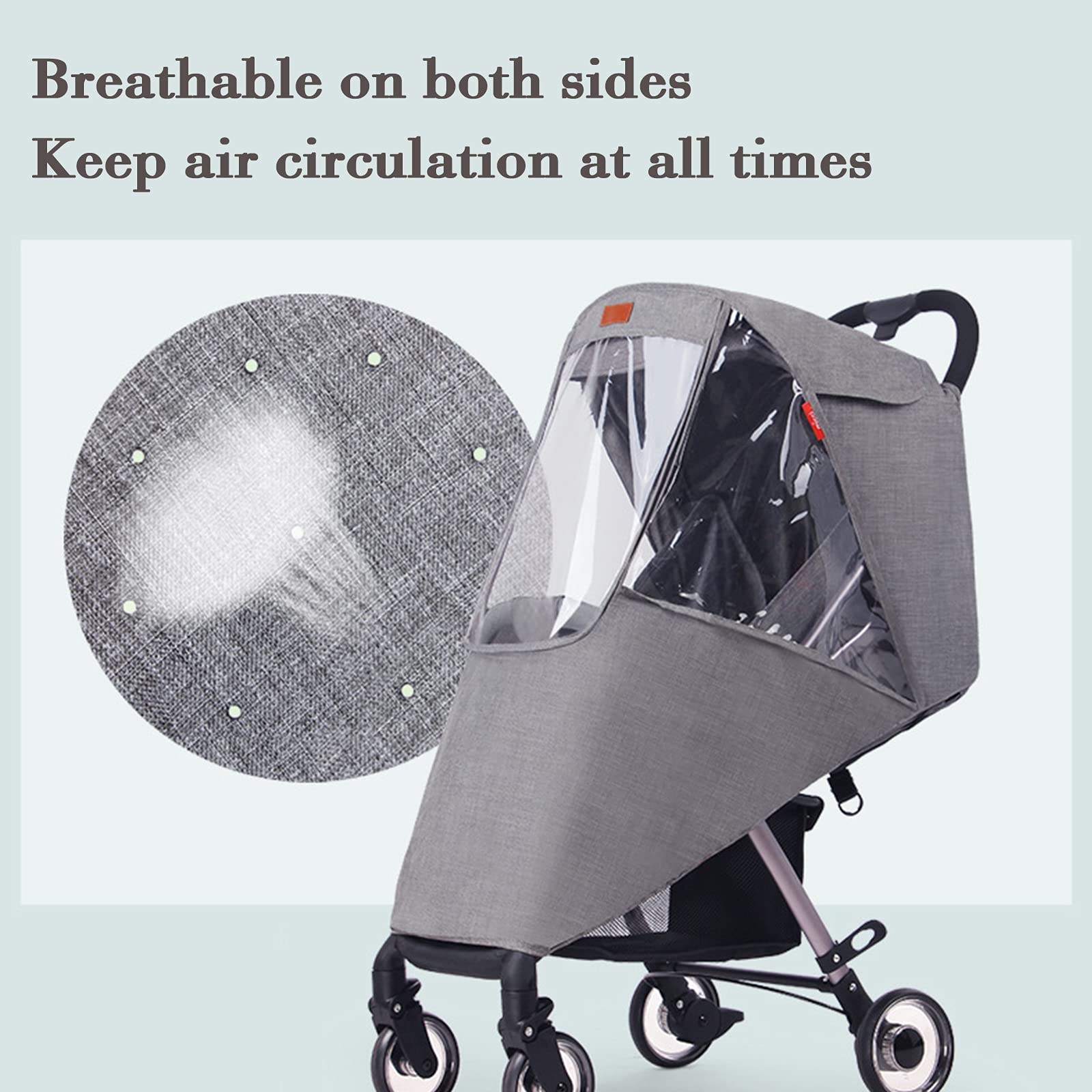 Universal Stroller Rain Cover Breathable Stroller Weather Shield Reusable Buggy Pram Rain Cover Easy Installation Pushchairs Accessories Strollers Raincoat for All Seasons