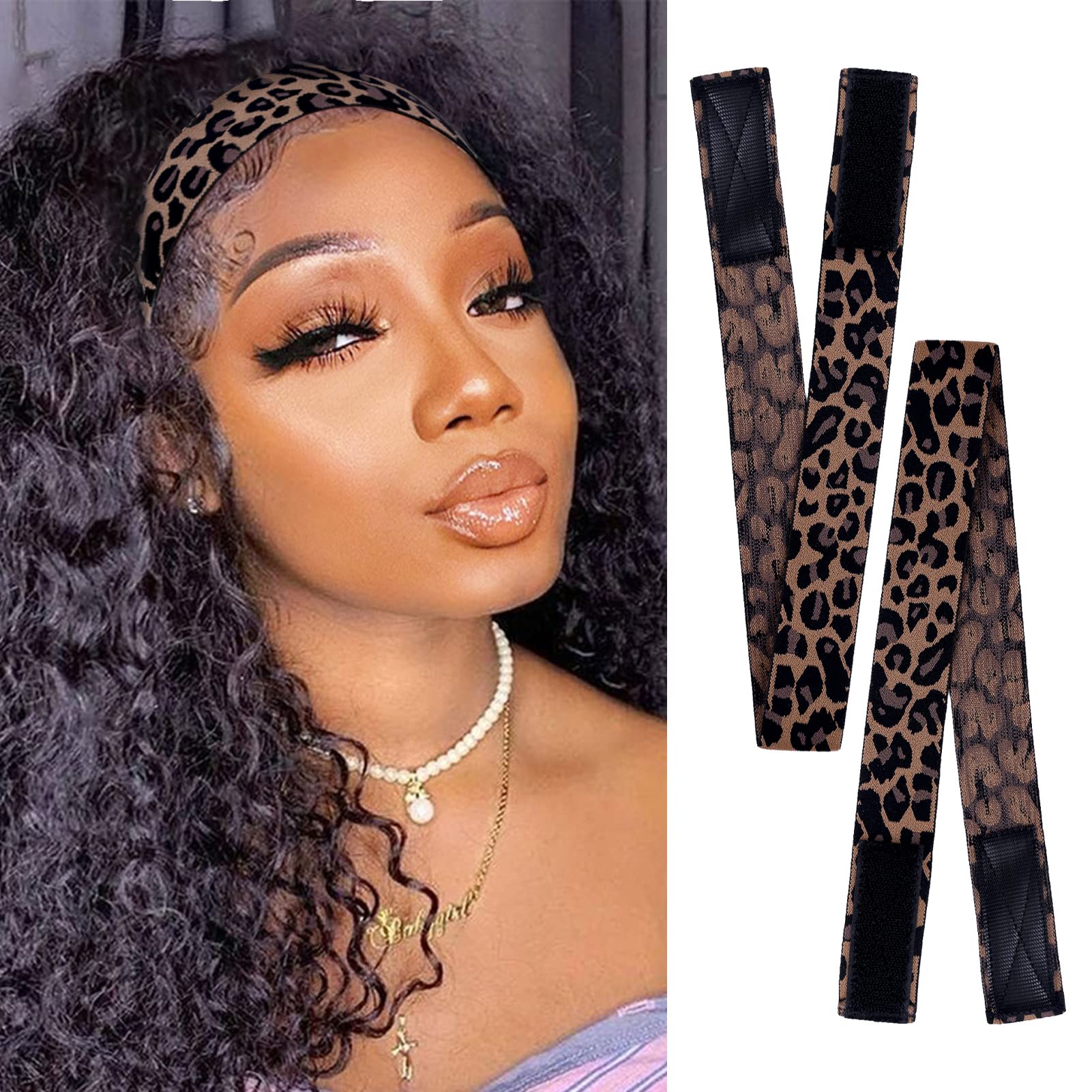 Elastic Bands for Wig Edges - Adjustable Leopard Print Wrap for Laying and Melting Lace Frontal Edges, Comfortable Fit