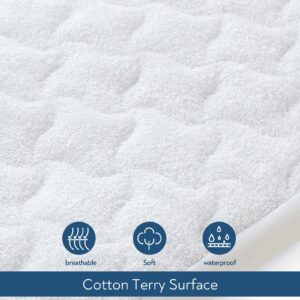 Baby Waterproof Bassinet Mattress Pad Cover and 100% Cotton Sheet(White), 21" x 32"