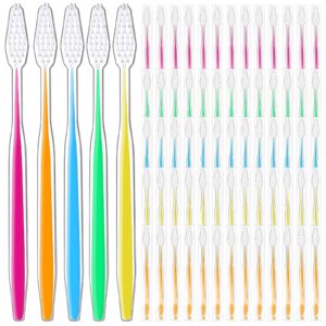 250 pcs disposable toothbrushes individually wrapped toothbrushes bulk travel size toothbrush soft bristle tooth brushes set medium manual packaged toothbrushes for adult kid hotel toiletries, 5 color