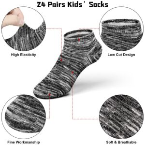 Poroka 24 Pairs Kids' Low Cut Socks Half Cushion Kids Ankle Socks Unisex Boys Girls Socks for Kids Toddlers