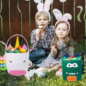 Easter Basket for Kids Easter Bunny Bag Easter Decorations (Green Dinosaur)