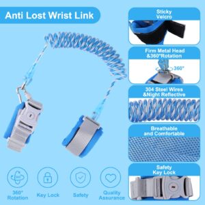 FENYAN Toddlers Leash + Anti Lost Wrist Link, 4 in 1 Baby Safety Harness Leash, Cute Astronaut Kid Walking Leashes, Child Safety Leash for Toddler Boys (Blue)