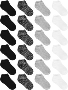 poroka 24 pairs kids' low cut socks half cushion kids ankle socks unisex boys girls socks for kids toddlers