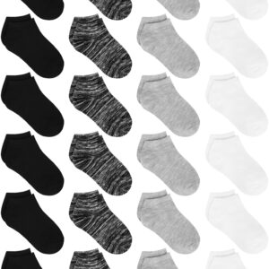 Poroka 24 Pairs Kids' Low Cut Socks Half Cushion Kids Ankle Socks Unisex Boys Girls Socks for Kids Toddlers