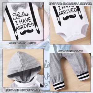 HINTINA Preemie Premature Baby Boys Spring Summer Clothes Ladies I Have Arrived Hoodie Bodysuit Pants Outfits Set Premie Gray