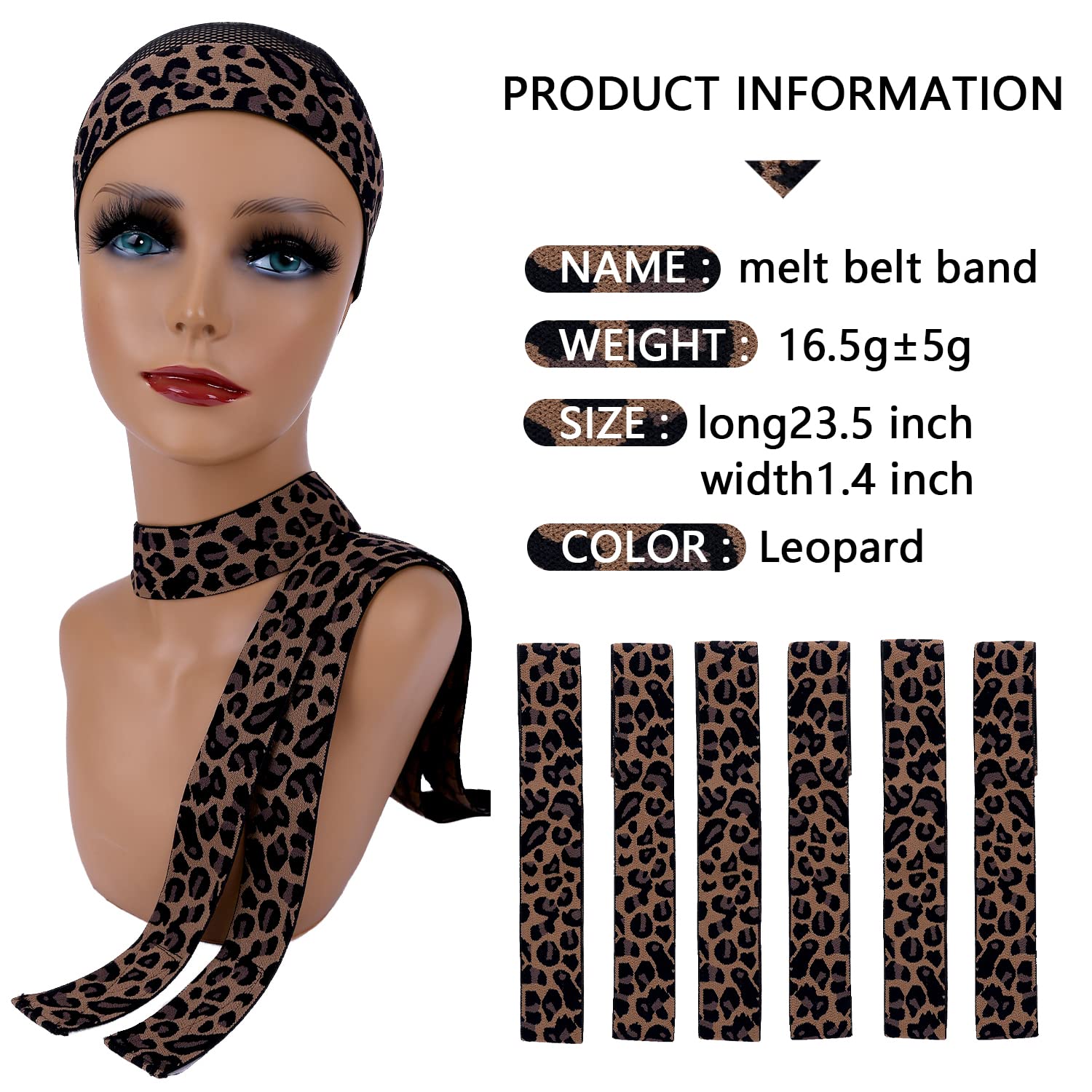 Elastic Bands for Wig Edges - Adjustable Leopard Print Wrap for Laying and Melting Lace Frontal Edges, Comfortable Fit