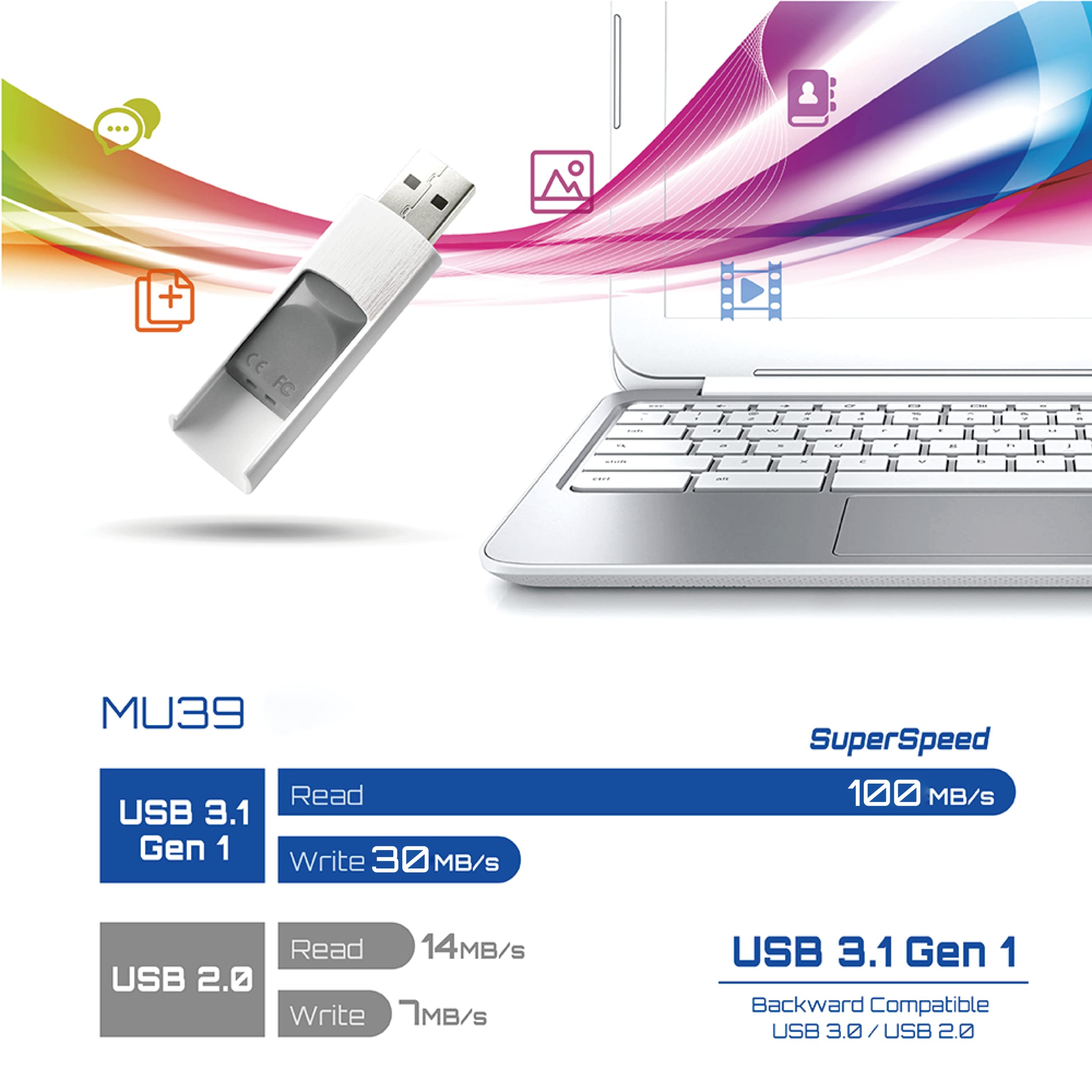 MMOMENT MU39 512GB USB 3.1 Gen1 Flash Drive, Read Speed up to 100MB/s, Retractable Design Thumb Drive