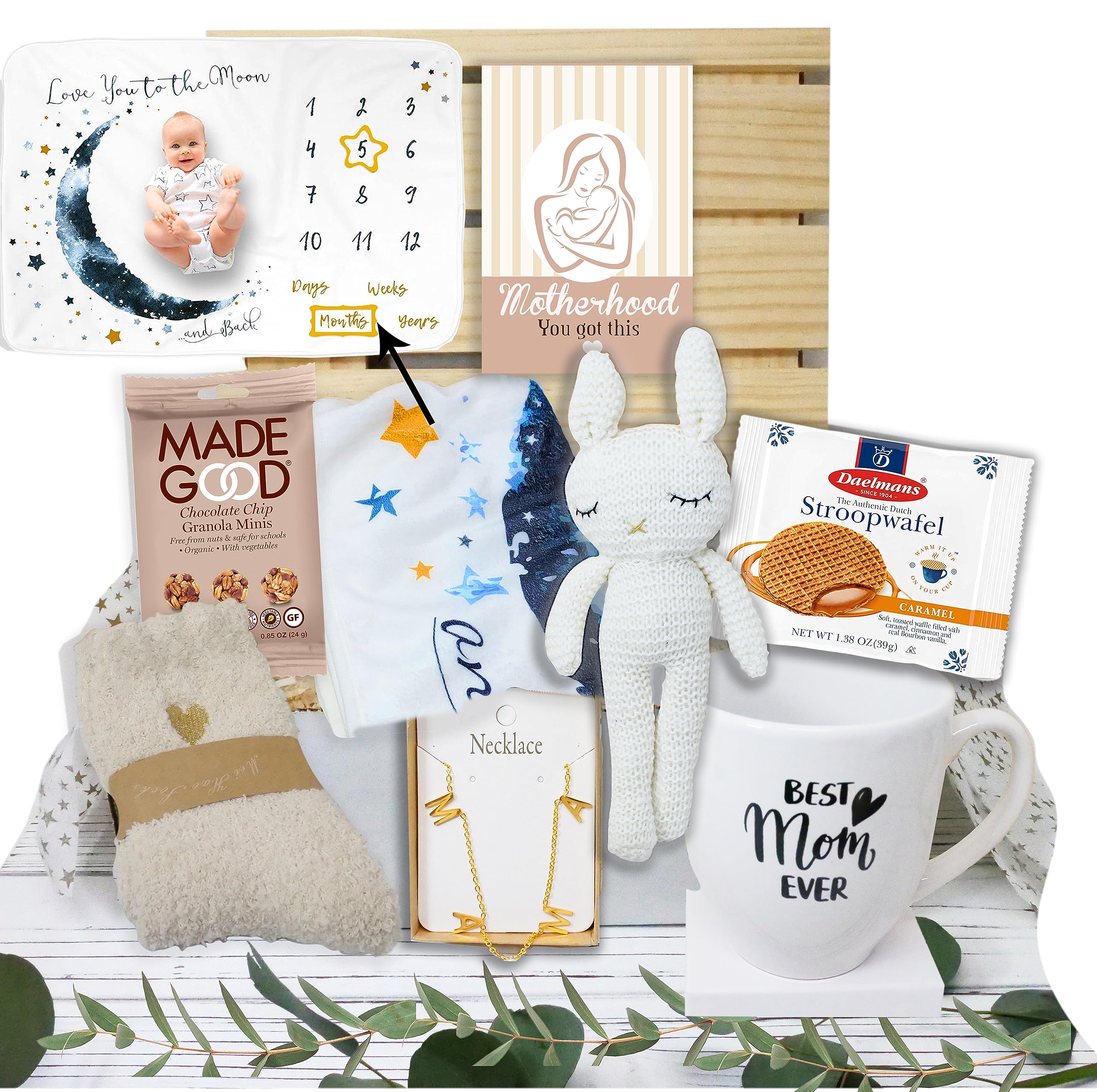 Ultimate New MOM Gifts, Care Package/Gift Basket, New Baby Gift, Expecting Pregnant Women, Mother to be Baby Shower, Pregnancy or After Birth, Surgery, Milestone Baby Blanket, Mother's Day Gift