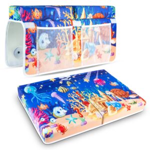 my little waterbug baby bath kneeler and elbow rest pad | set includes cushioned kneeling pad, 2 inches thick & 22 inches long, plus stay-put elbow pad with 8 suction cups | cute undersea print