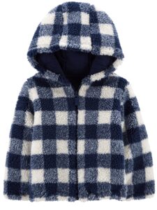 simple joys by carter's baby hooded sherpa jacket, navy/ivory, 5t