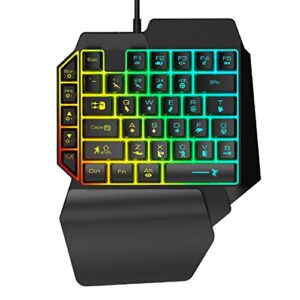 one handed gaming keyboard, rgb backlit 39 keys portable mini gaming keypad with independent m key plug and play mechanical gaming keyboard for pubg gamer