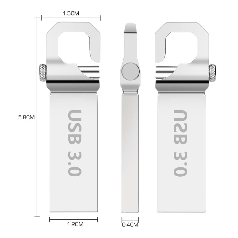 512GB Silver Metal USB Flash Drive, USB Thumb Drives Bulk Memory Stick Drive Pen Drive Drive for Data Storage (512GB)