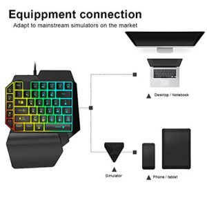 One Handed Gaming Keyboard, RGB Backlit 39 Keys Portable Mini Gaming Keypad with Independent M Key Plug and Play Mechanical Gaming Keyboard for PUBG Gamer