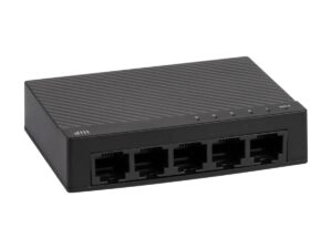 monoprice 5-port 10/100mbps fast ethernet unmanaged network switch | compact size, plug and play, auto negotiation and auto mdi/mdix, wall mount,black