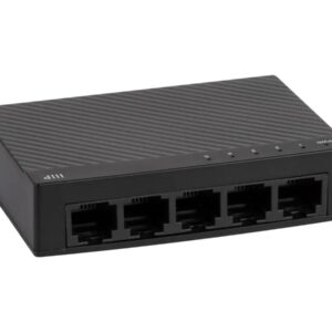 Monoprice 5-Port 10/100Mbps Fast Ethernet Unmanaged Network Switch | Compact Size, Plug and Play, Auto Negotiation and Auto MDI/MDIX, Wall Mount,Black