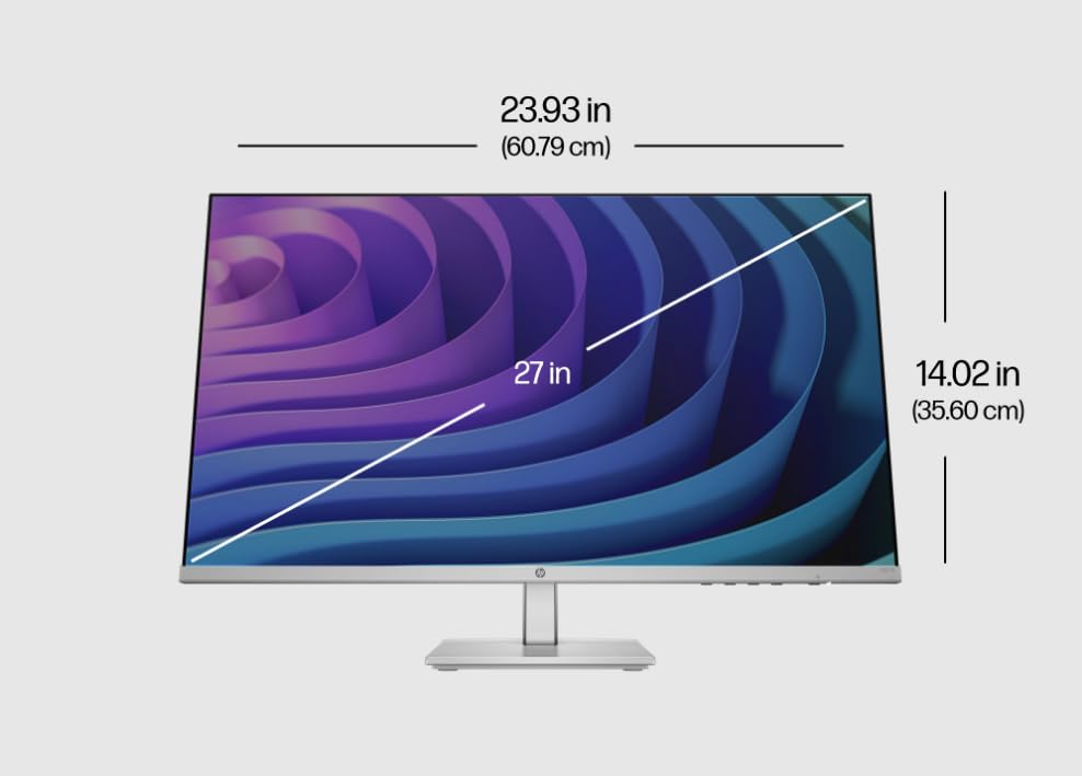 HP New M27h FHD Monitor 2-Pack 76D13AA#ABA, On-Screen Controls; AMD FreeSync; Low Blue Light Mode; Anti-Glare IPS Display, FHD (1920 x 1080),300 nits, 1 VGA; 2 HDMI 1.4