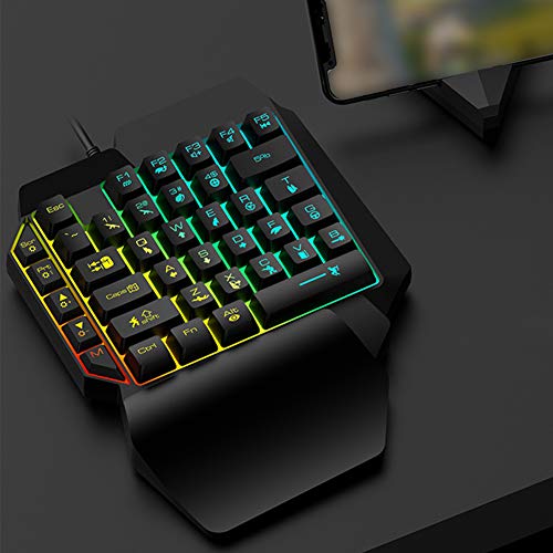 One Handed Gaming Keyboard, RGB Backlit 39 Keys Portable Mini Gaming Keypad with Independent M Key Plug and Play Mechanical Gaming Keyboard for PUBG Gamer