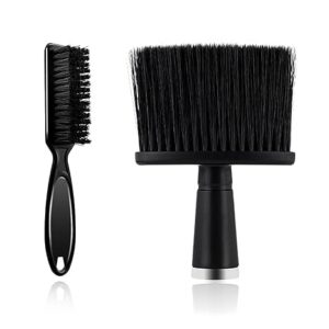 t- hair brush set, 2 pieces barber blade cleaning brush and neck duster brush - black/gold - for barbershop and home use