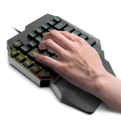 One Handed Gaming Keyboard, RGB Backlit 39 Keys Portable Mini Gaming Keypad with Independent M Key Plug and Play Mechanical Gaming Keyboard for PUBG Gamer