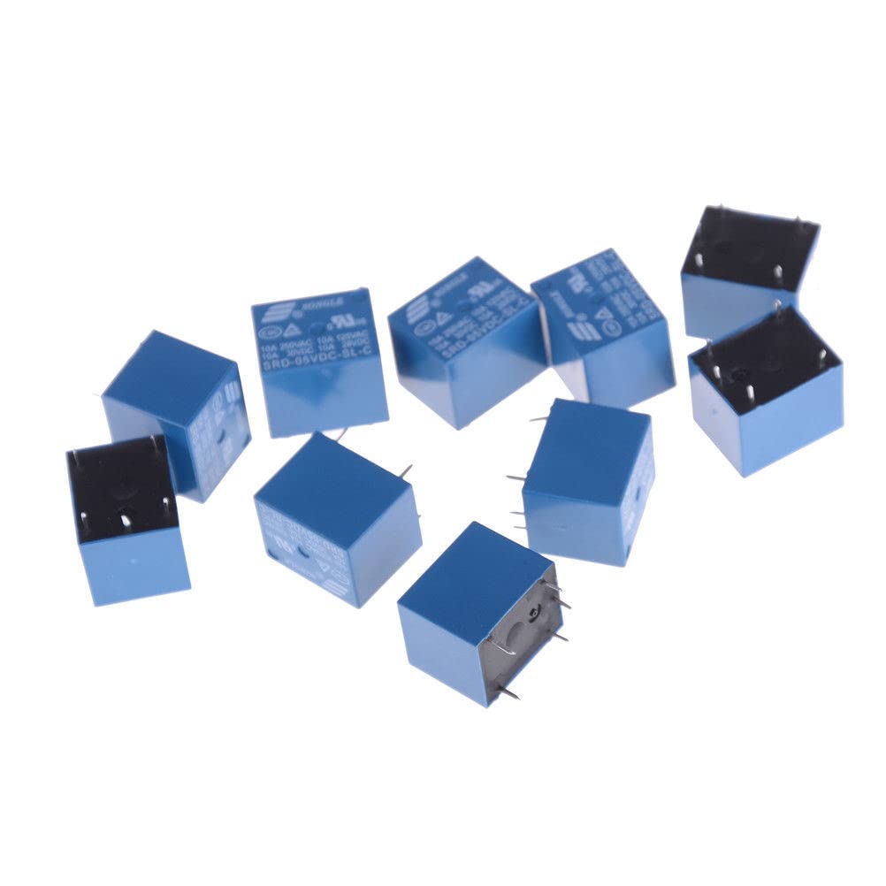 MiZOELEC 10pcs SRD-05VDC-SL-C PCB for SONGLE DC 5V Mini Power Relay 5 Pin SRD-5VDC-SL-C Blue